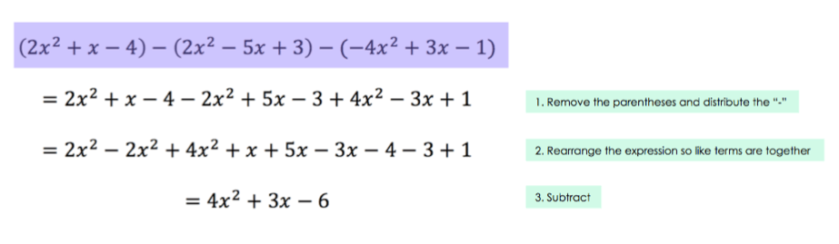 Subtracting Polynomials Process Examples Expii