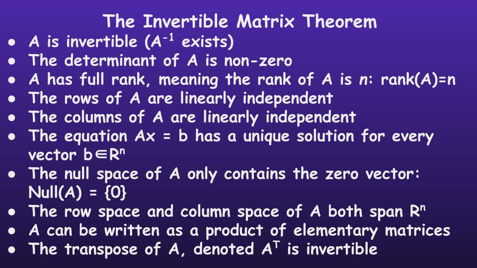 Invertible Matrix Theorem - Expii